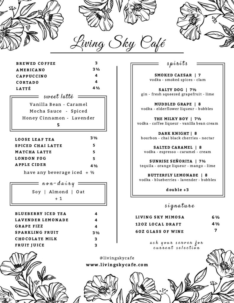Menu – Living Sky Café