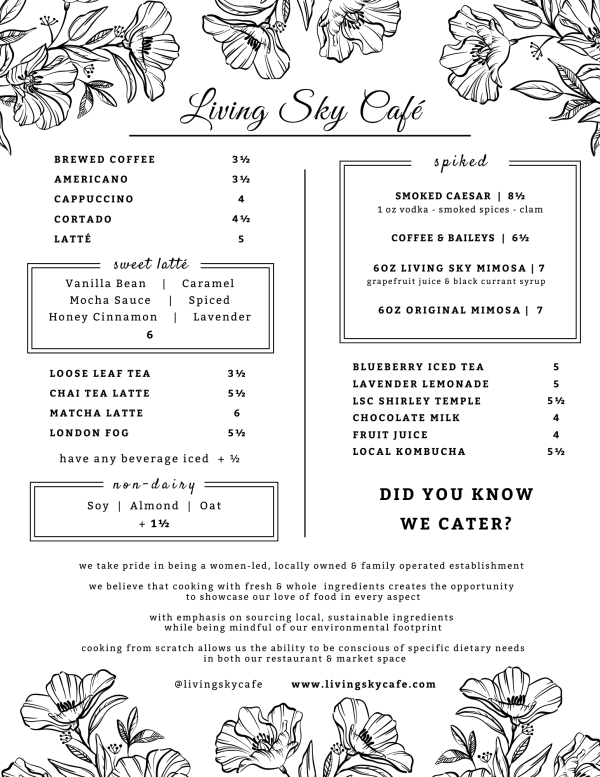 Menu - Living Sky Café